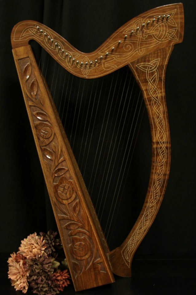 Carved Celtic Harp