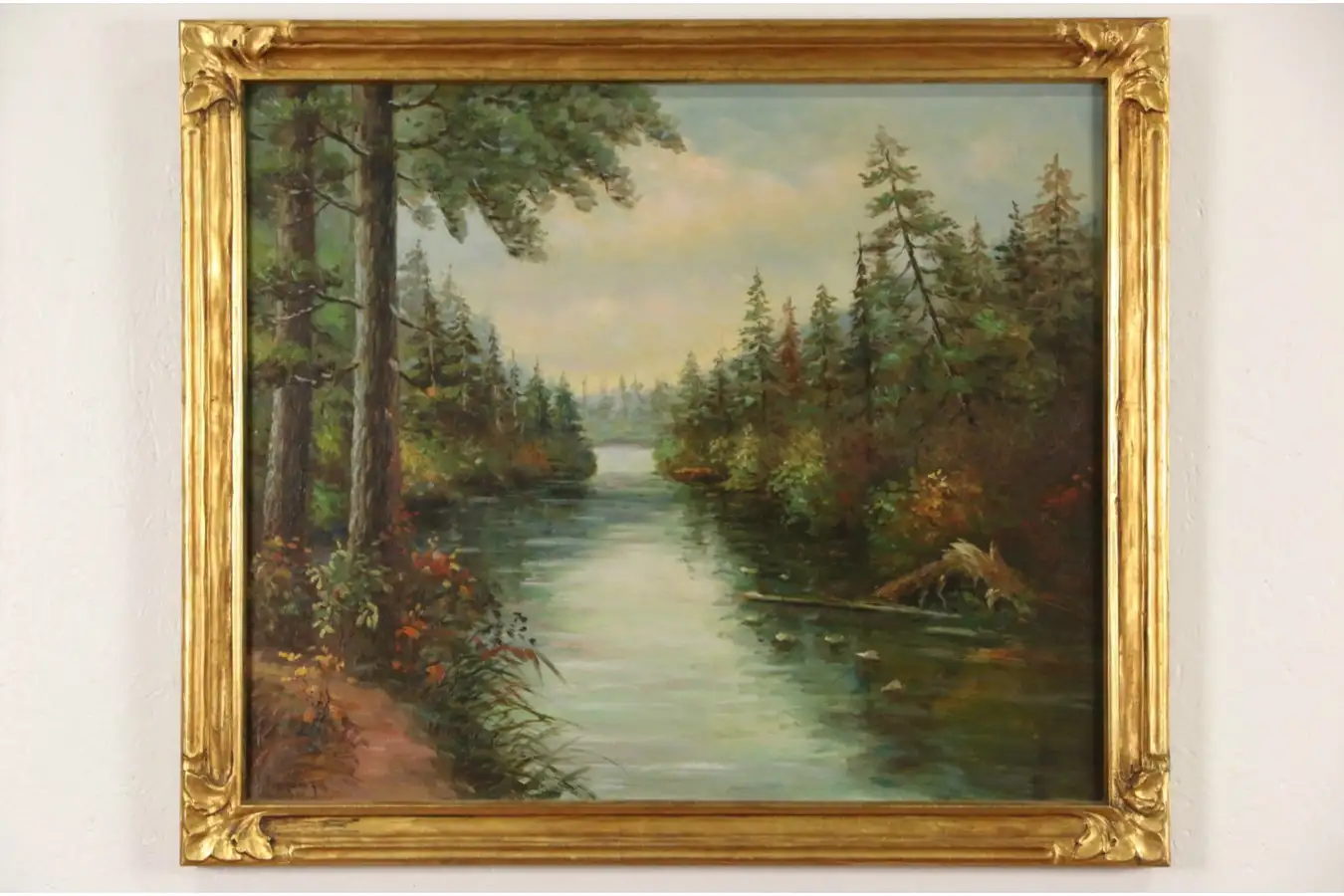 Stream with Birds, Signed Nik Lenz Original Oil Painting