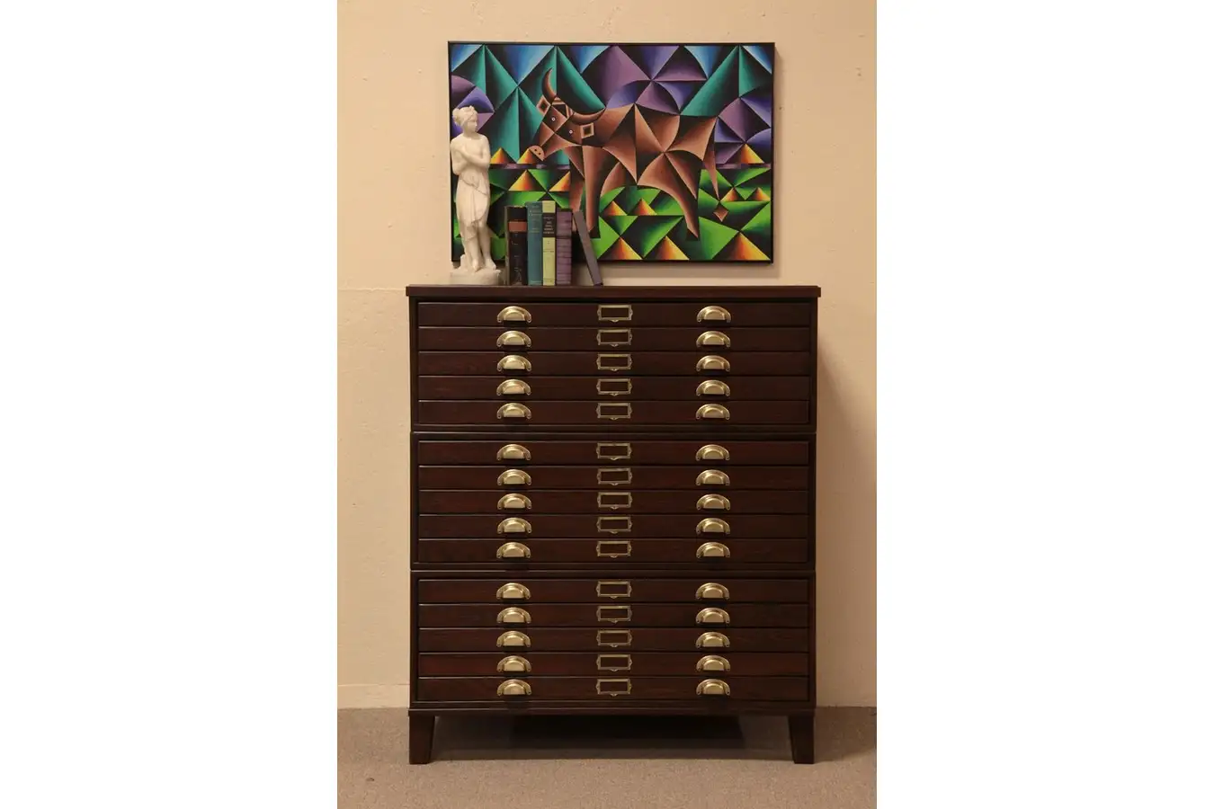 Oak Stacking Map Chest or Document File, 15 Drawers