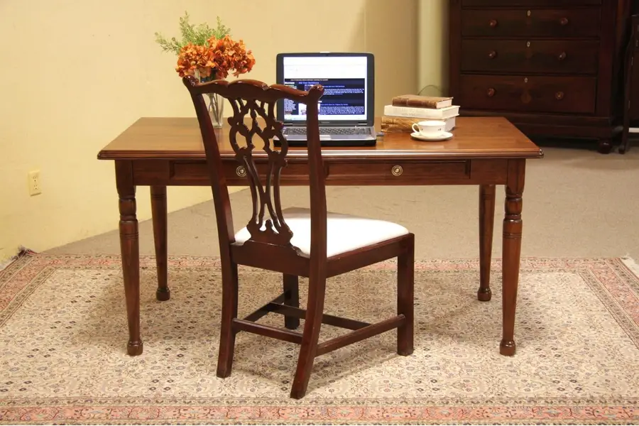 Walnut Traditional Library Table or Writing Desk