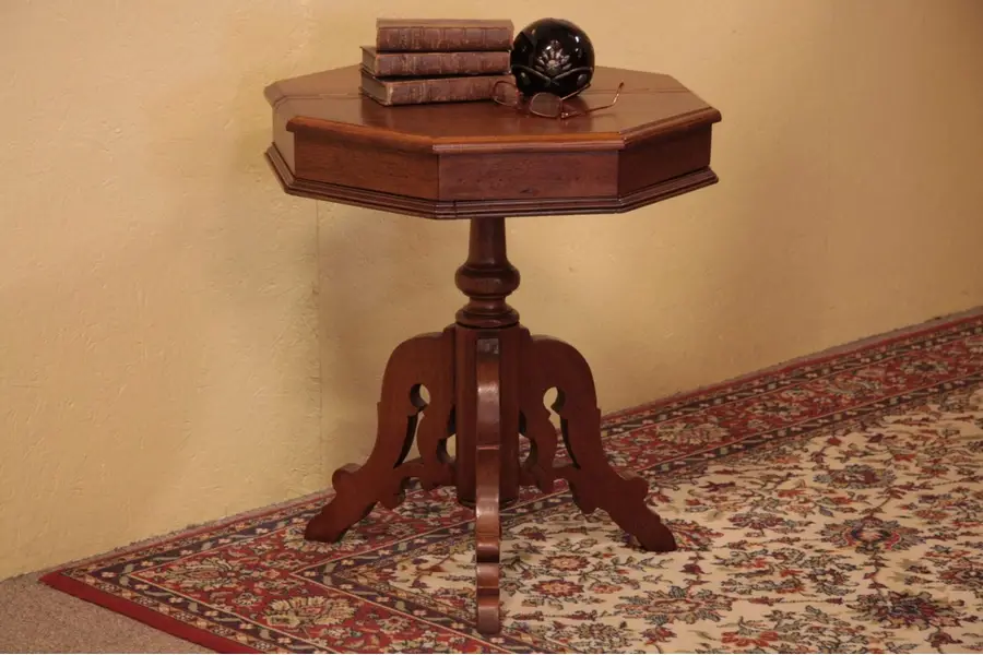 Victorian Antique Octagonal Sewing Stand