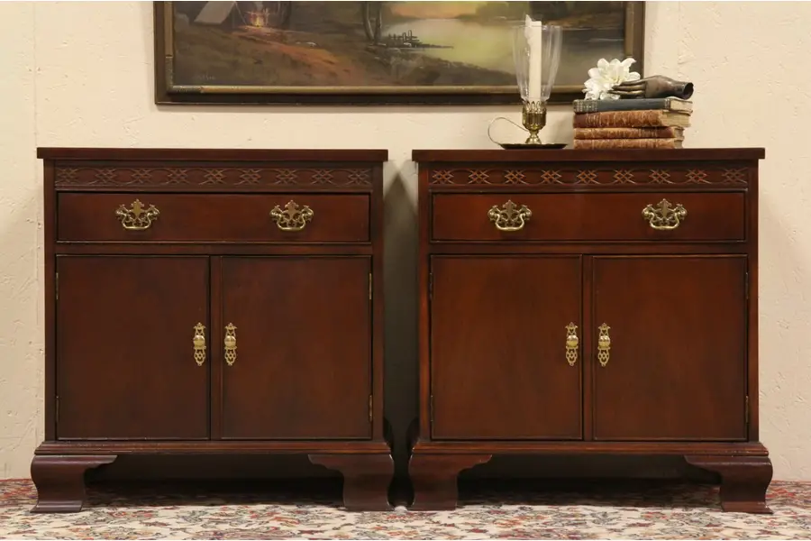 Pair of Baker Bedside Chests, End Tables or Nightstands