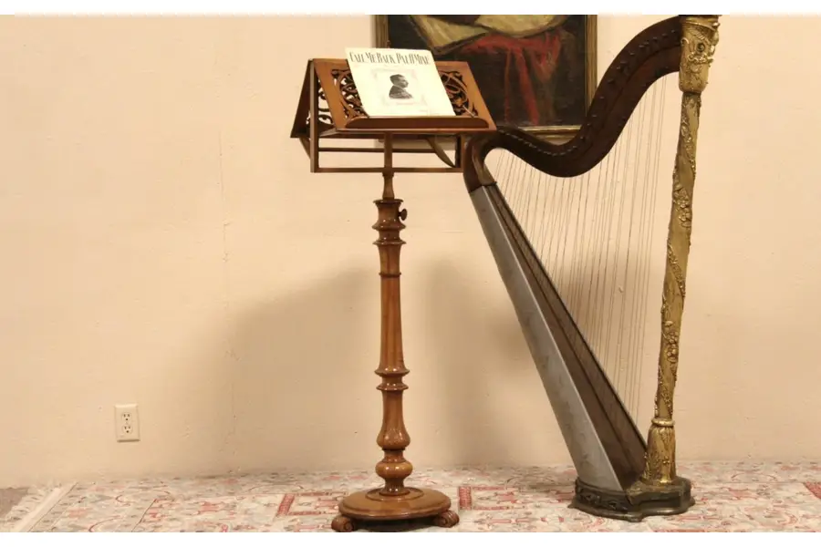 Carved Mahogany 1870 Duet Double Music Stand