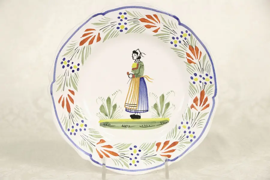 Quimper 7" Plate, Hand Painted & Signed, Brittany, France