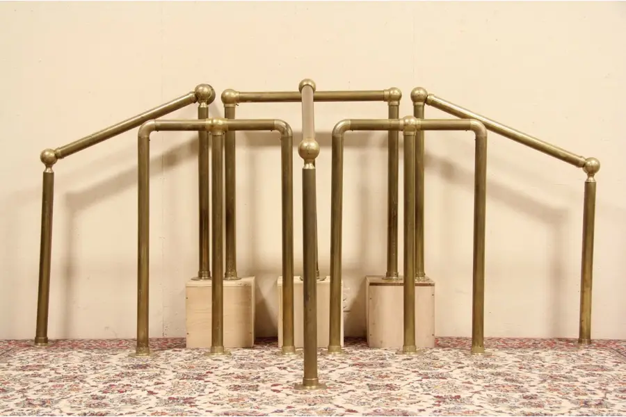 Group of Vintage Salvage Brass Theater Railings & Stanchions