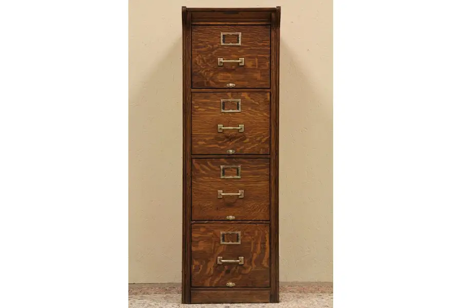 Oak Yawman & Erbe 4 Drawer 1910 Antique File Cabinet