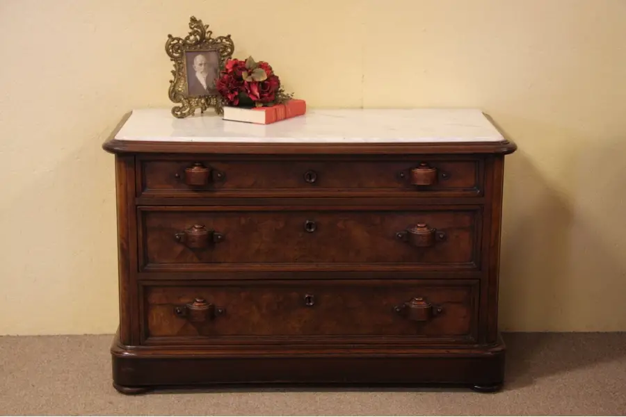 Victorian Marble Top Linen Chest or Dresser