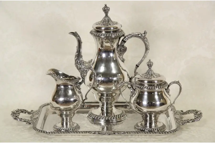 Silverplate St. James 1925 Era Coffee Service & Tray Set