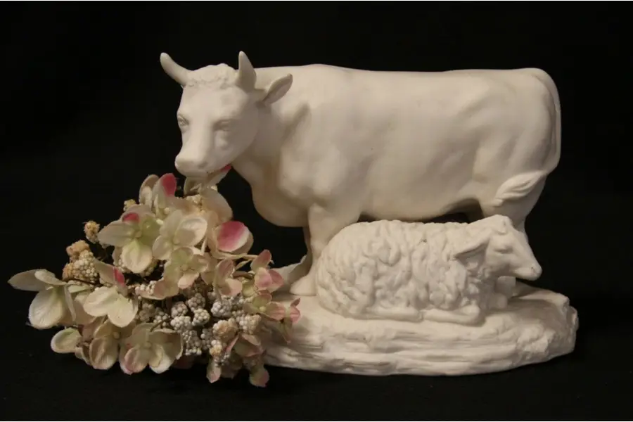 Goss 1882 Bisque Porcelain Cow & Sheep