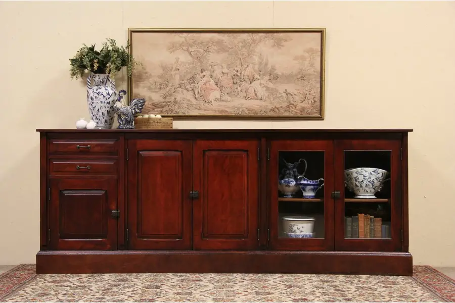 Sideboard, 1890 Antique Back Bar or Wide TV Console