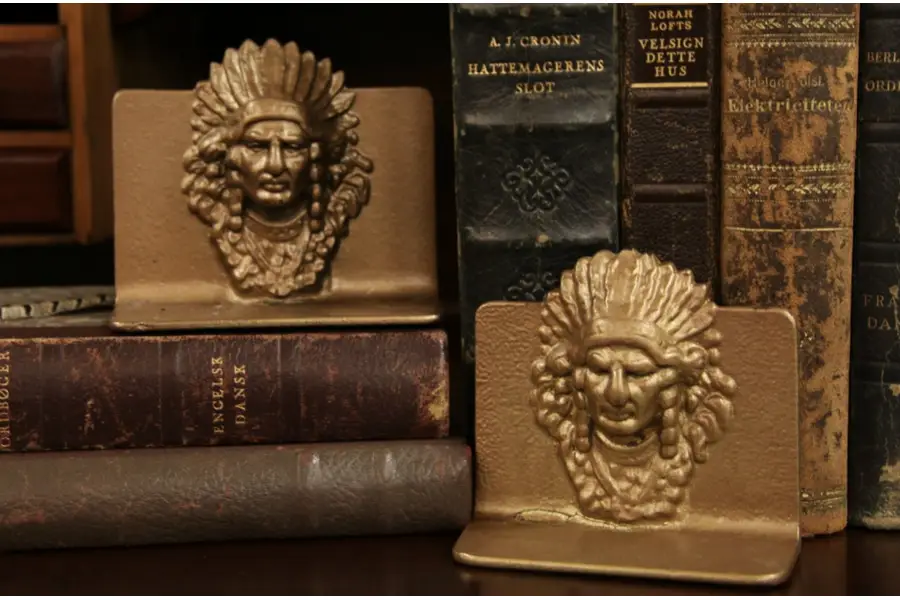 Pair of Indian Chief Antique 1915 Bookends