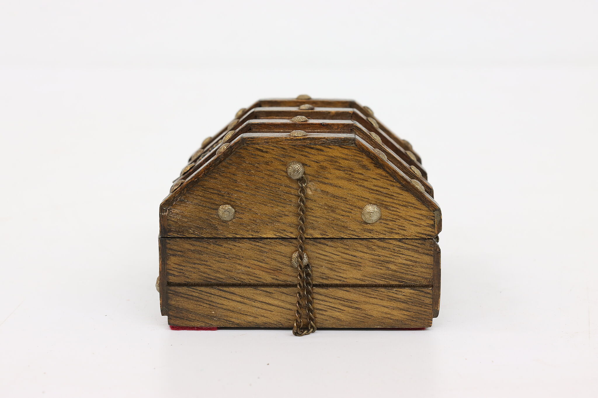 Miniature Vintage Oak Pirate Treasure Chest Jewelry Box