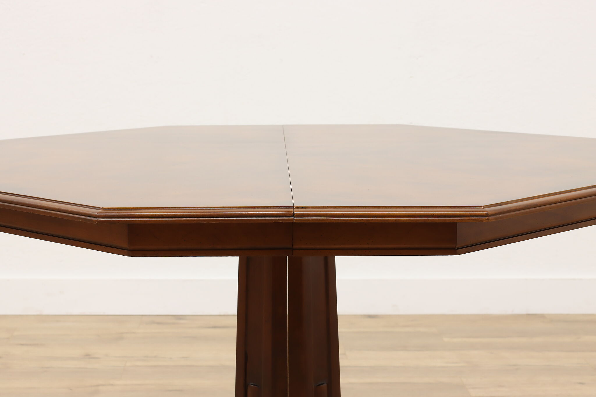 Octagonal Vintage Walnut Dining or Game Table, Extends 89", Henredon