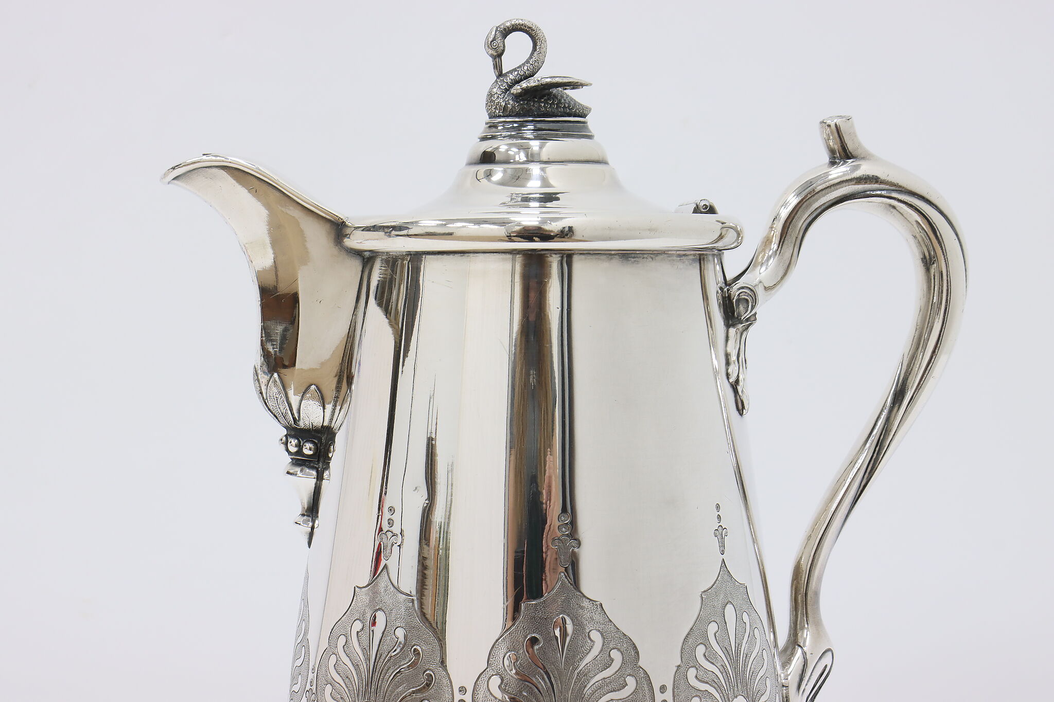 Victorian Antique Silverplate Water Pitcher w/ Swan, Meriden