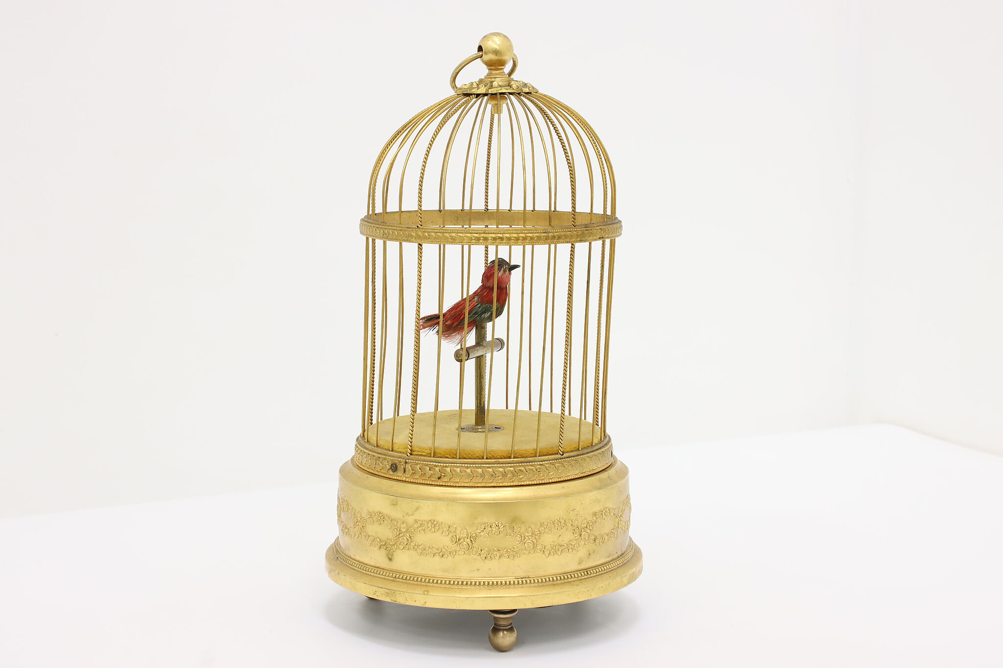 French Vintage Singing Bird in Golden Cage Automaton