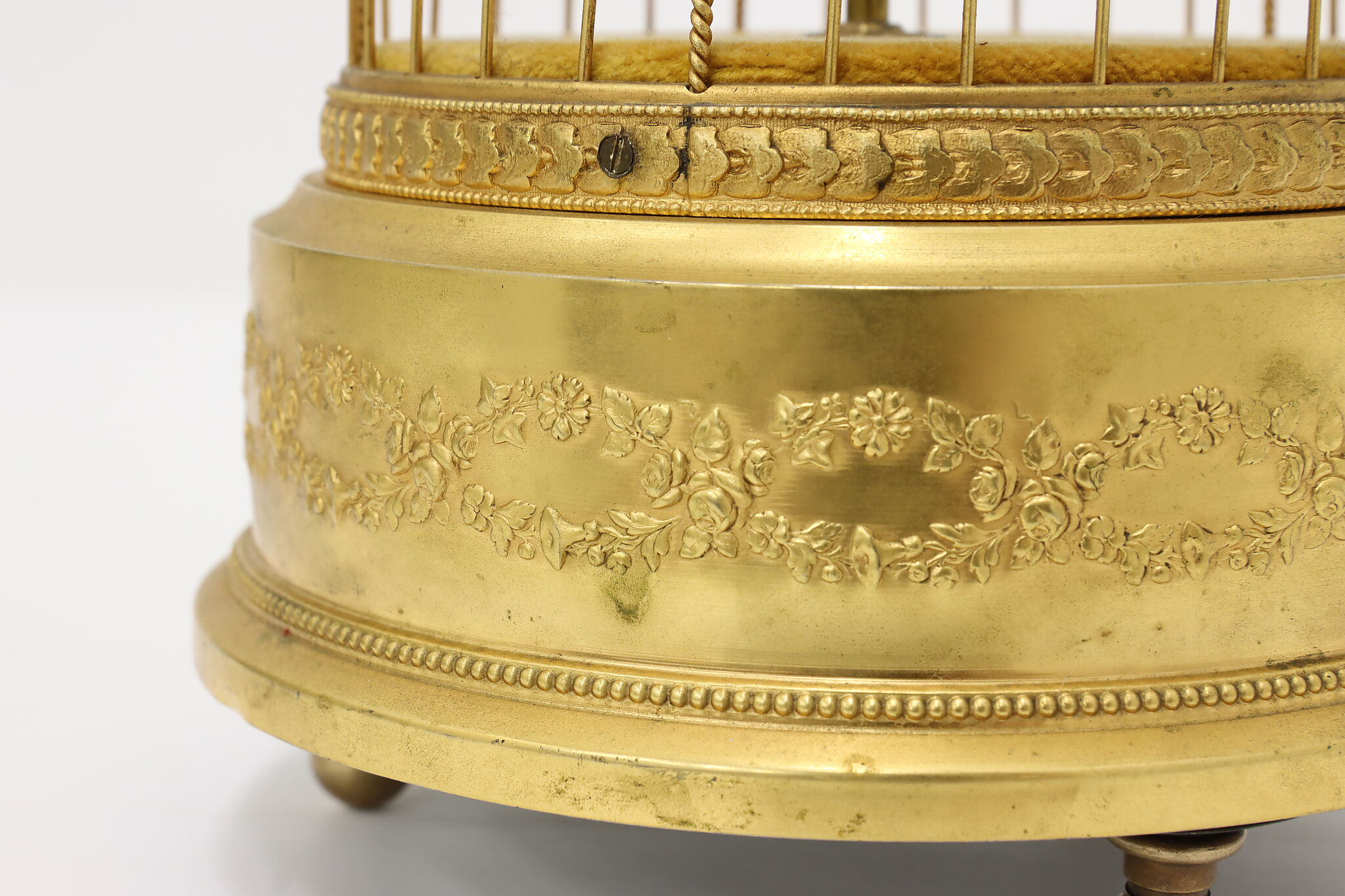 French Vintage Singing Bird in Golden Cage Automaton