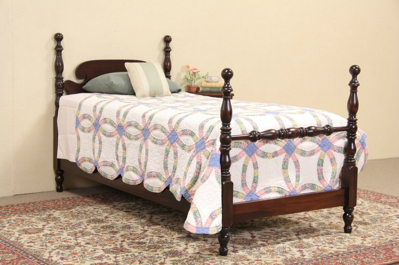 Poster Twin or Single 1930's Vintage Mahogany Bed