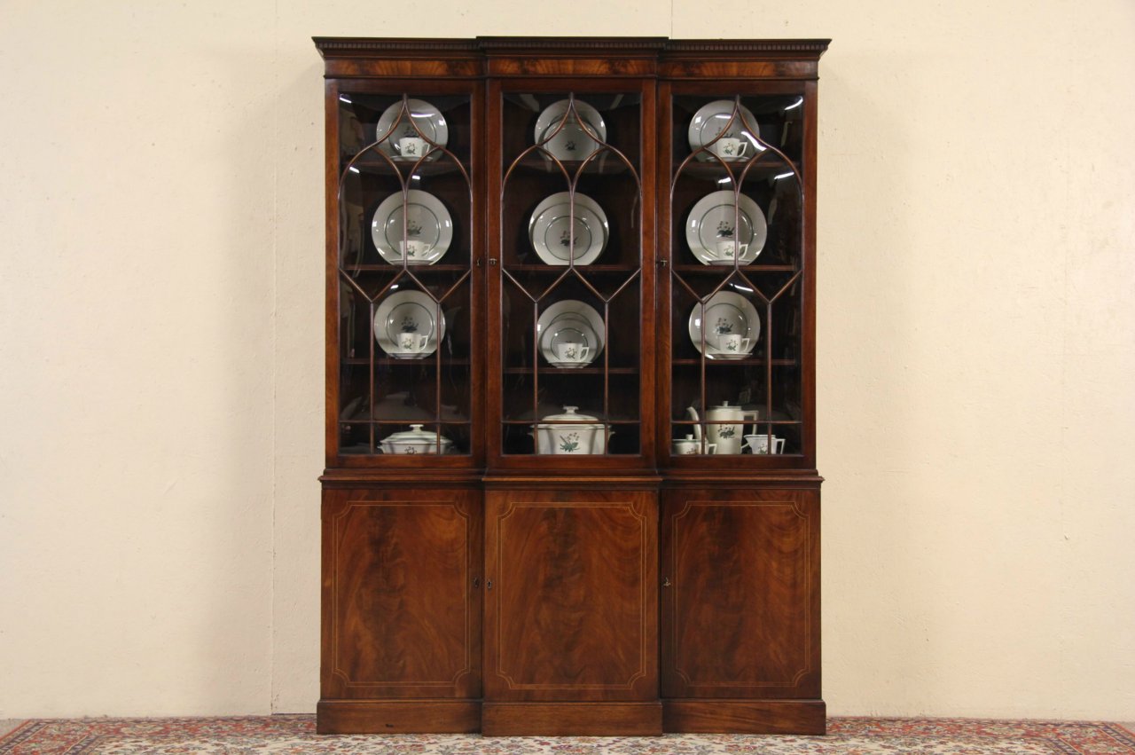 Baker 1940's Vintage Breakfront China Cabinet or Bookcase