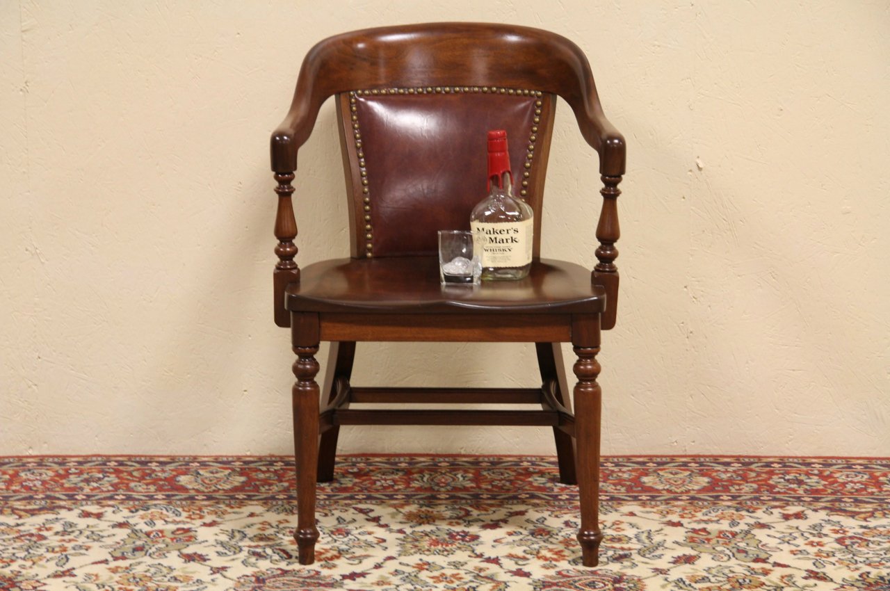 Antique Walnut 1920 Banker Chair
