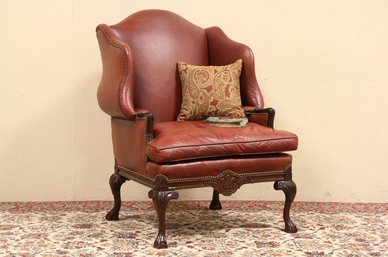 Old Hickory Leather Vintage Wing Chair