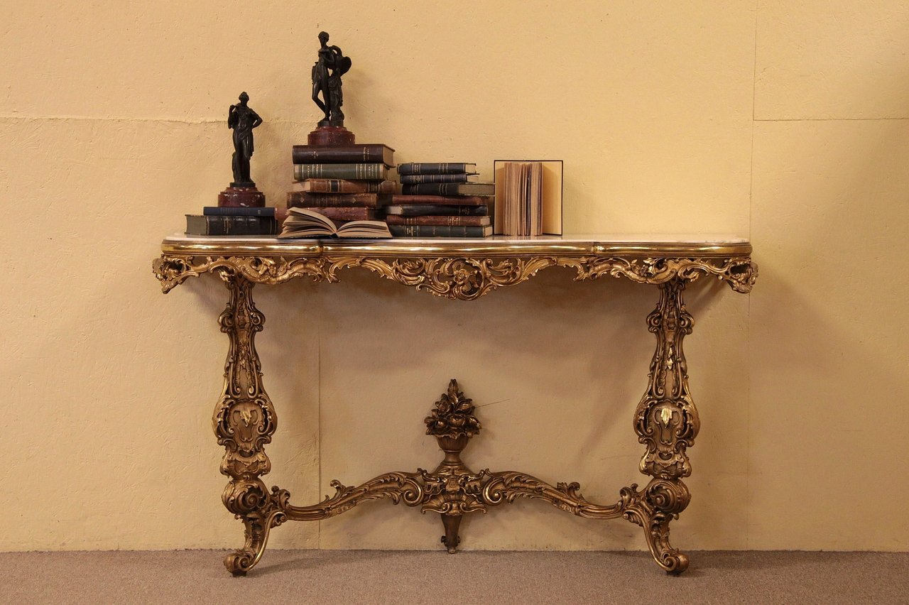 Baroque Gold & Marble Hall Console Table