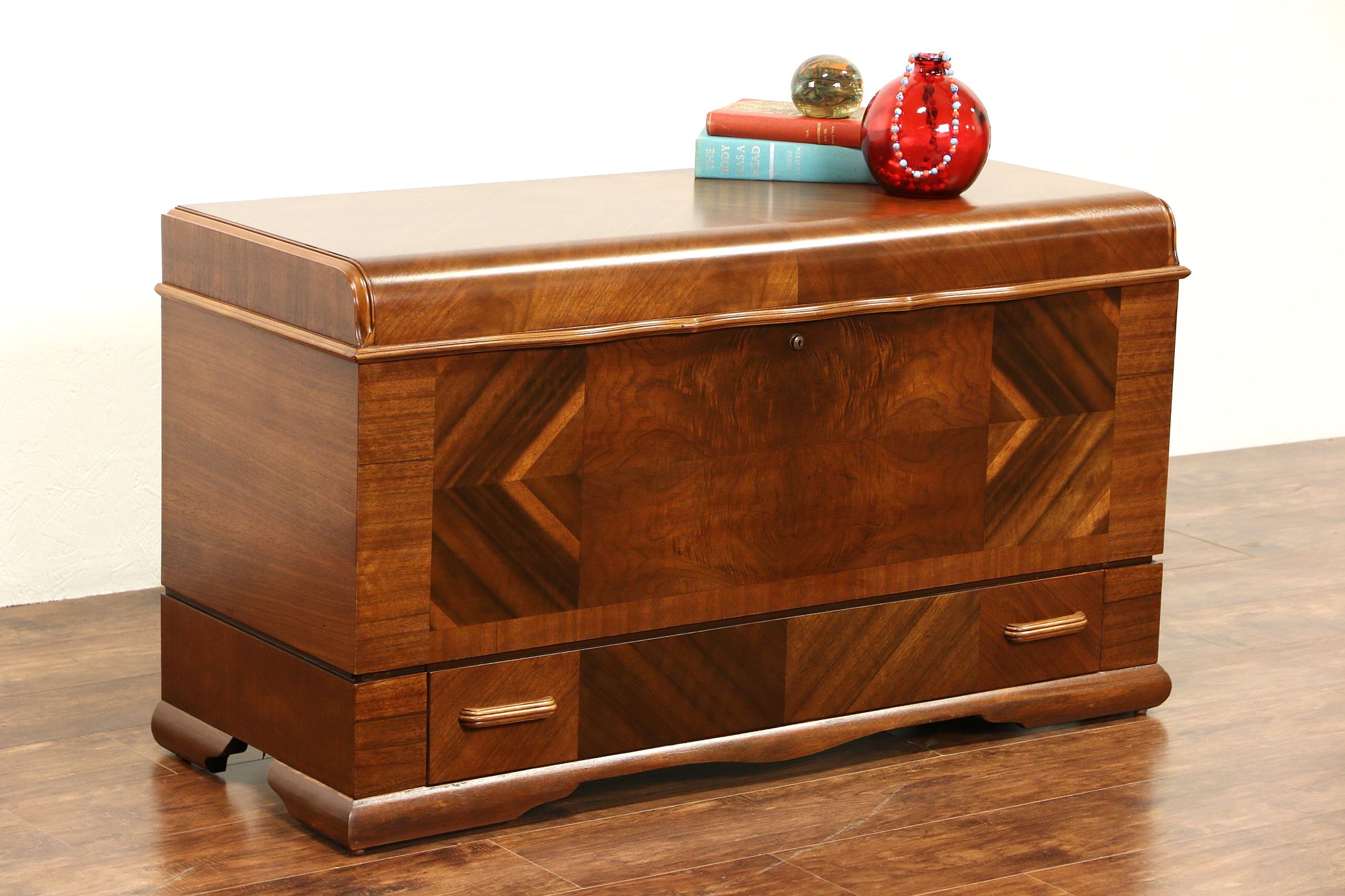 Art Deco Waterfall 1930s Vintage Cedar Blanket Chest Or Trunk Signed Lane