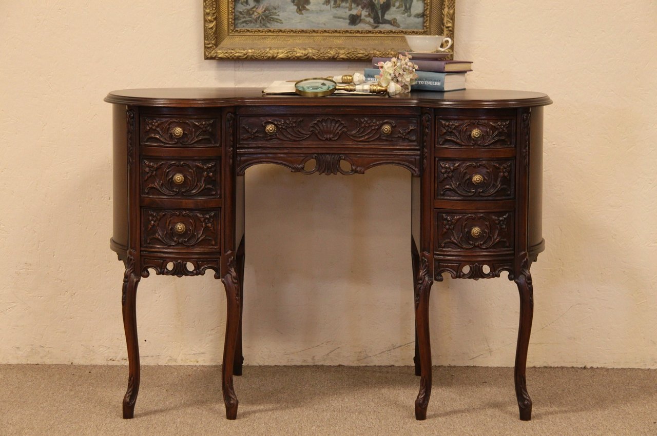 Carved Kidney Shape Writing Desk