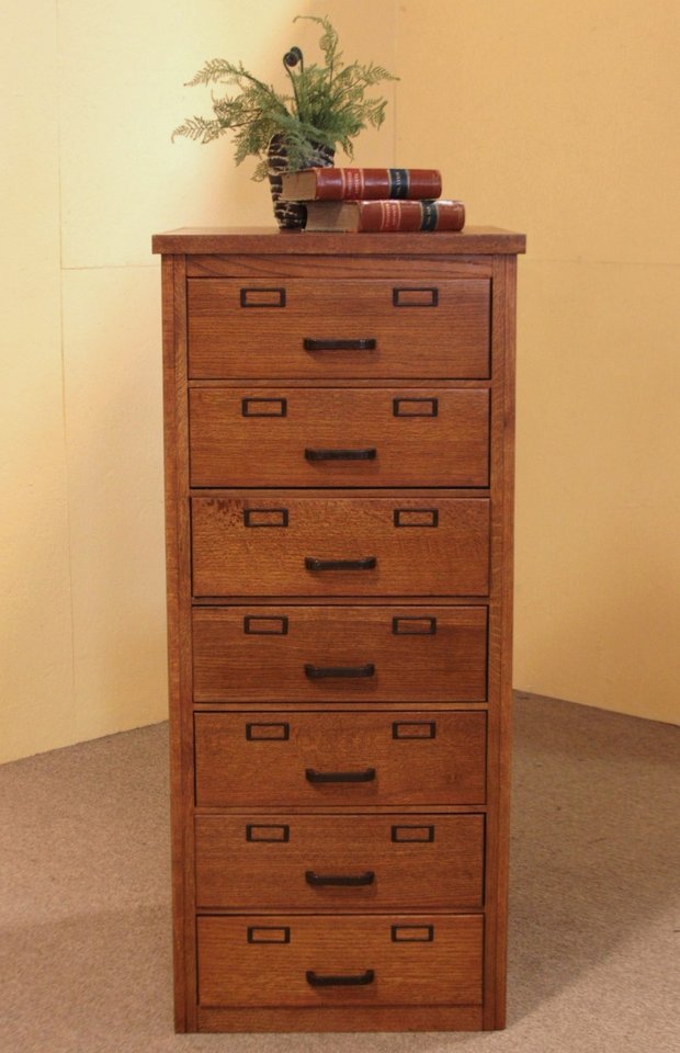 WWII Air Force Oak 7 Drawer File Cabinet