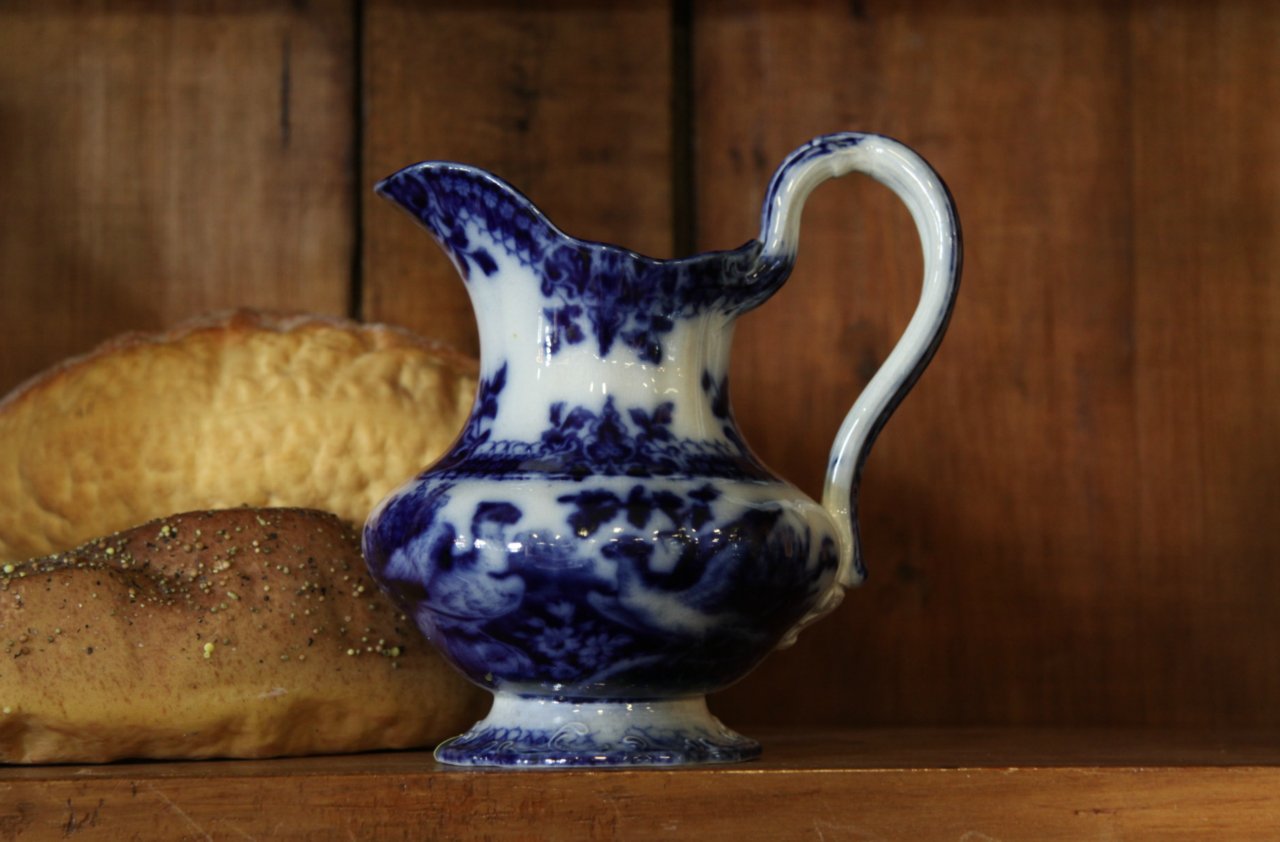 Victorian Antique Flow Blue India Pitcher