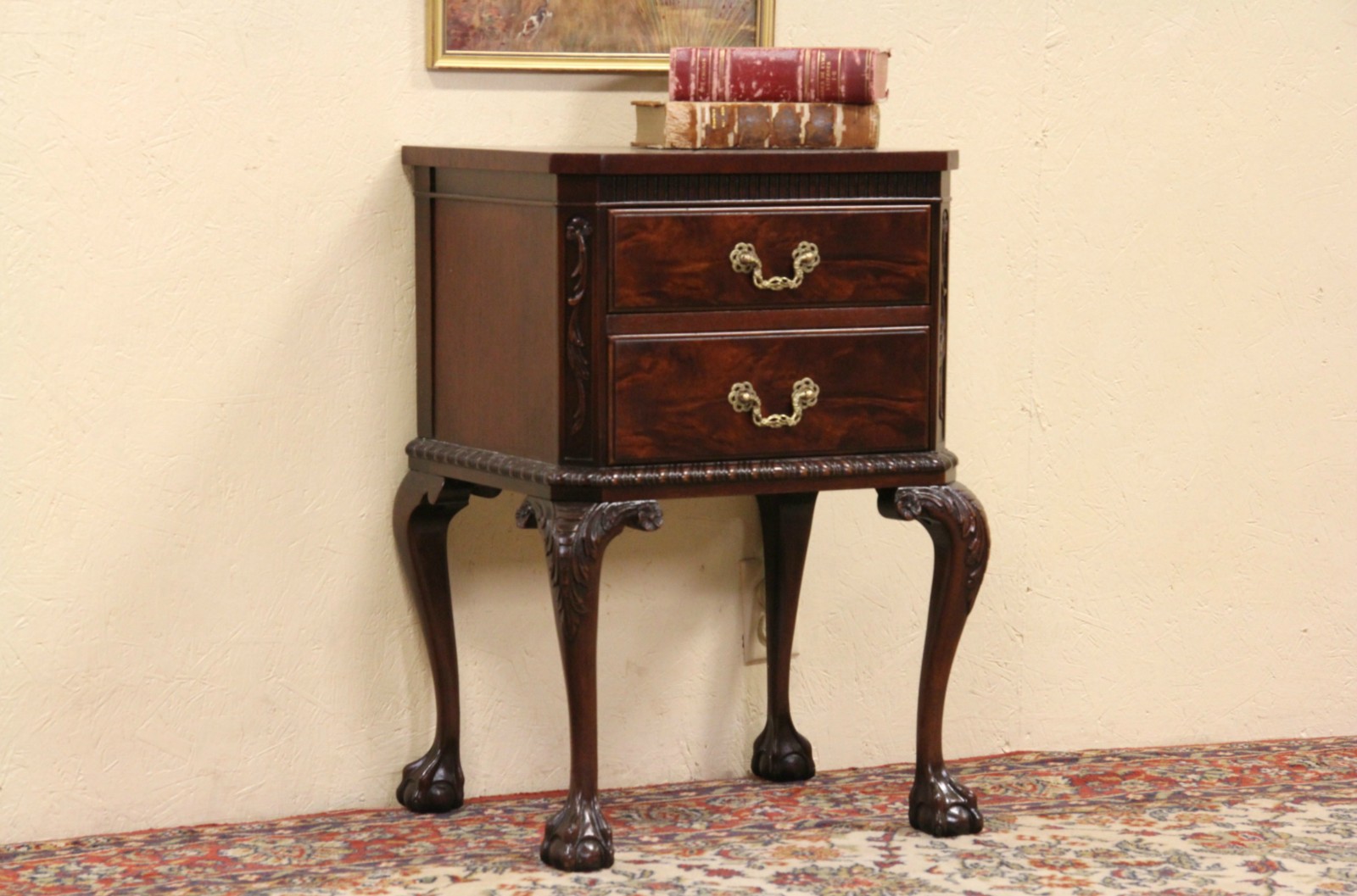 Georgian 1940's Vintage Mahogany Nightstand or Bedside Table, Landstrom