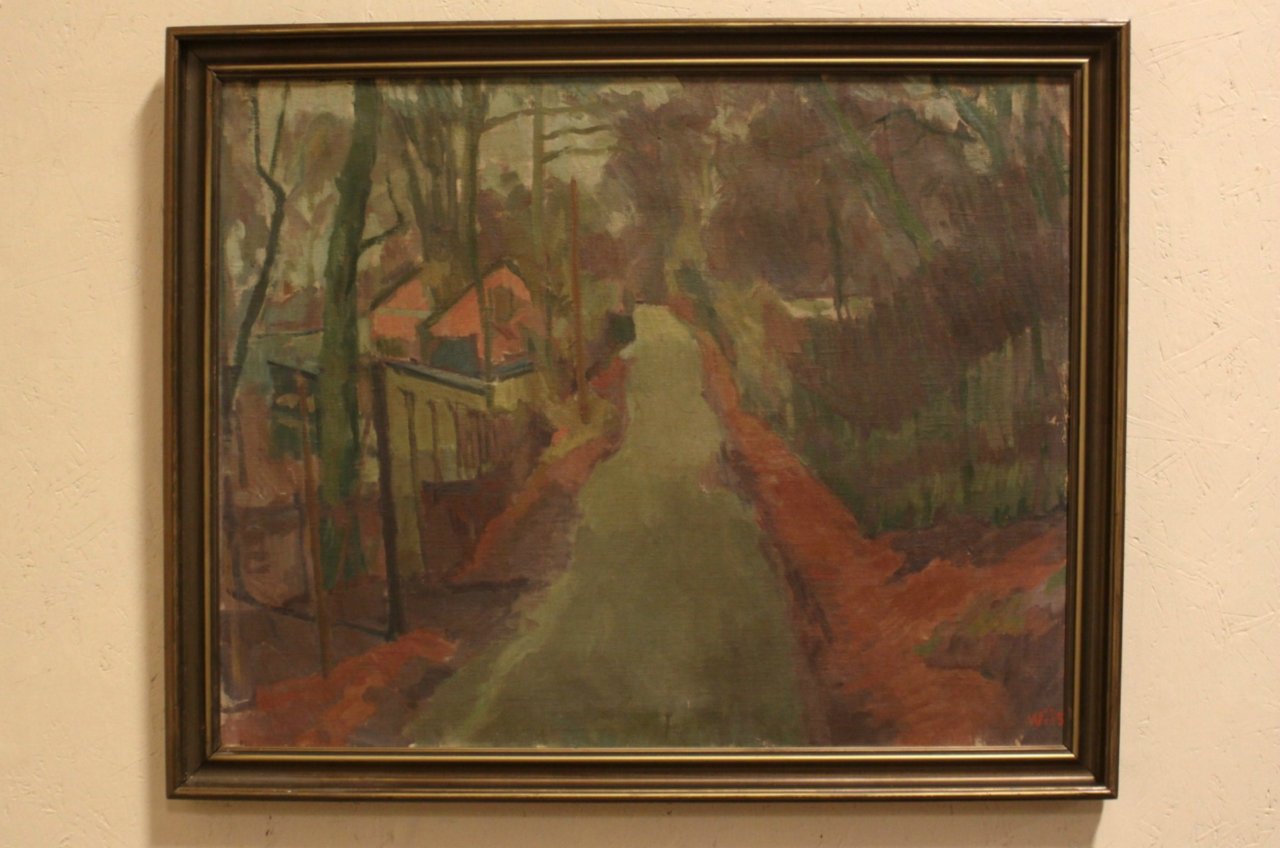 Wilhelm Wils Oil Painting, 1930 Country Path Scene