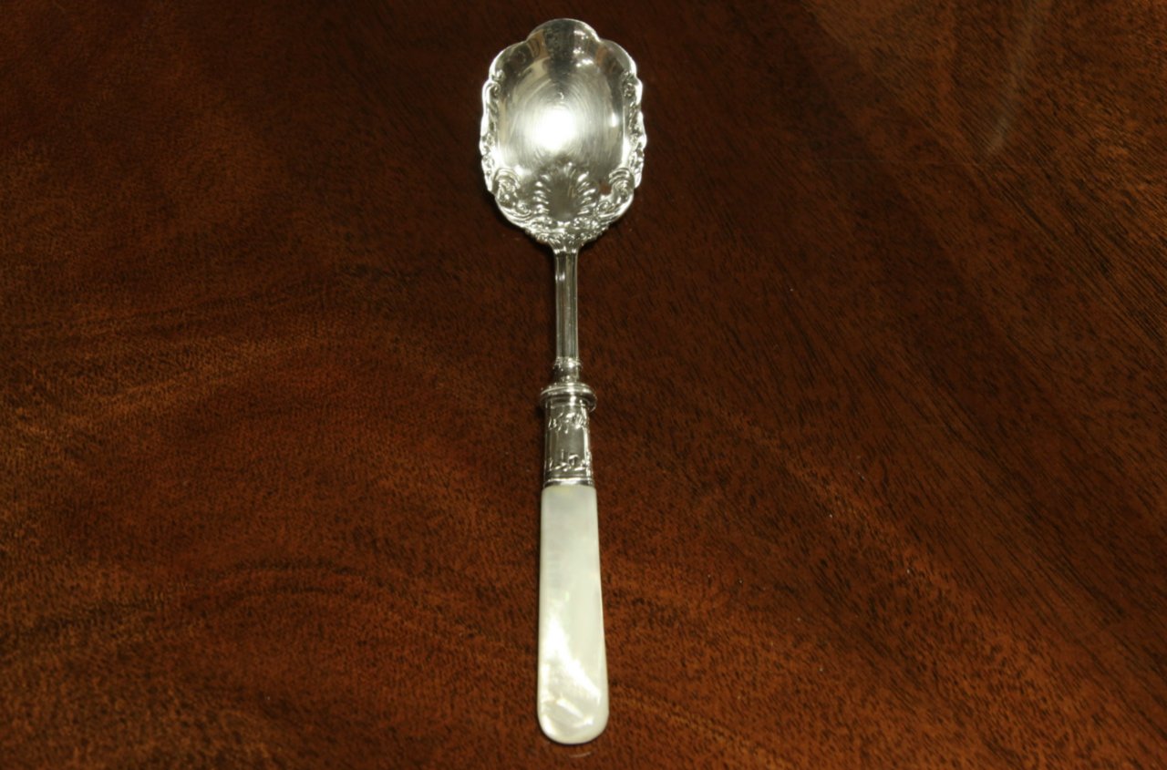 Pearl Handle Shell Silver Serving Shell Spoon