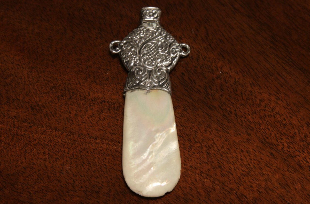 Pearl Handle 1890's Antique Sterling Silver Baby Whistle