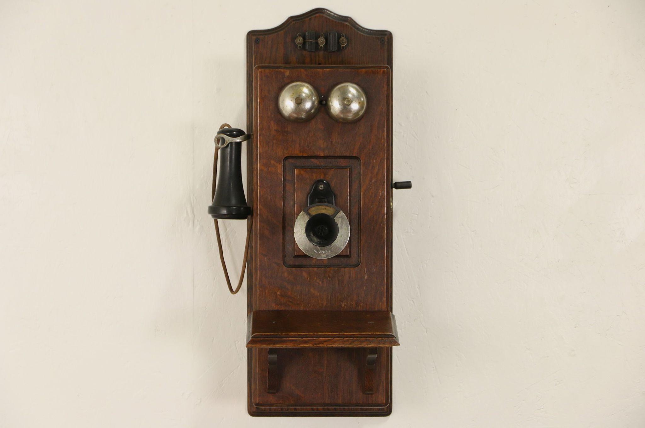 Oak 1900's Antique Wall Telephone, Generator & Bell, Signed Stromberg ...