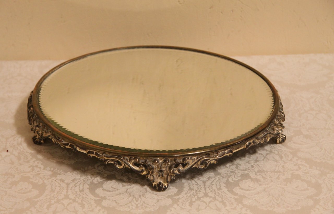 Victorian Mirror Table Silverplate Plateau