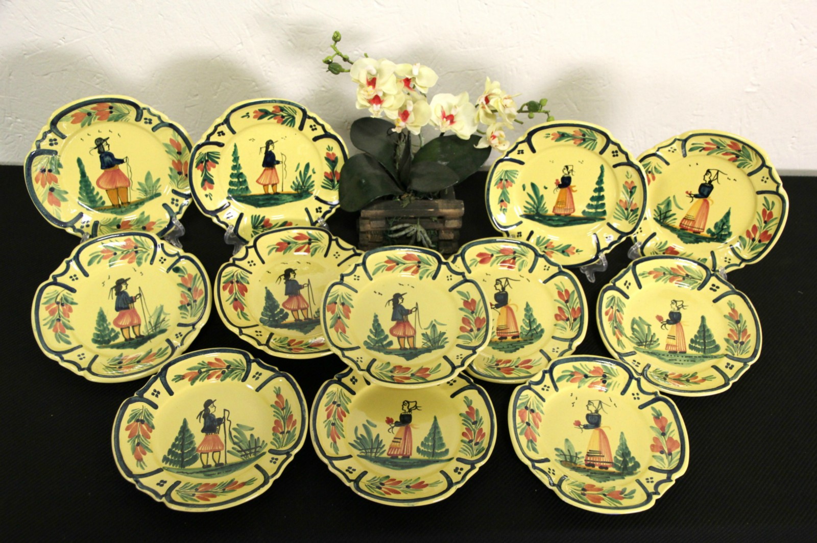Quimper Yellow Soleil Set of Twelve 6" Plates