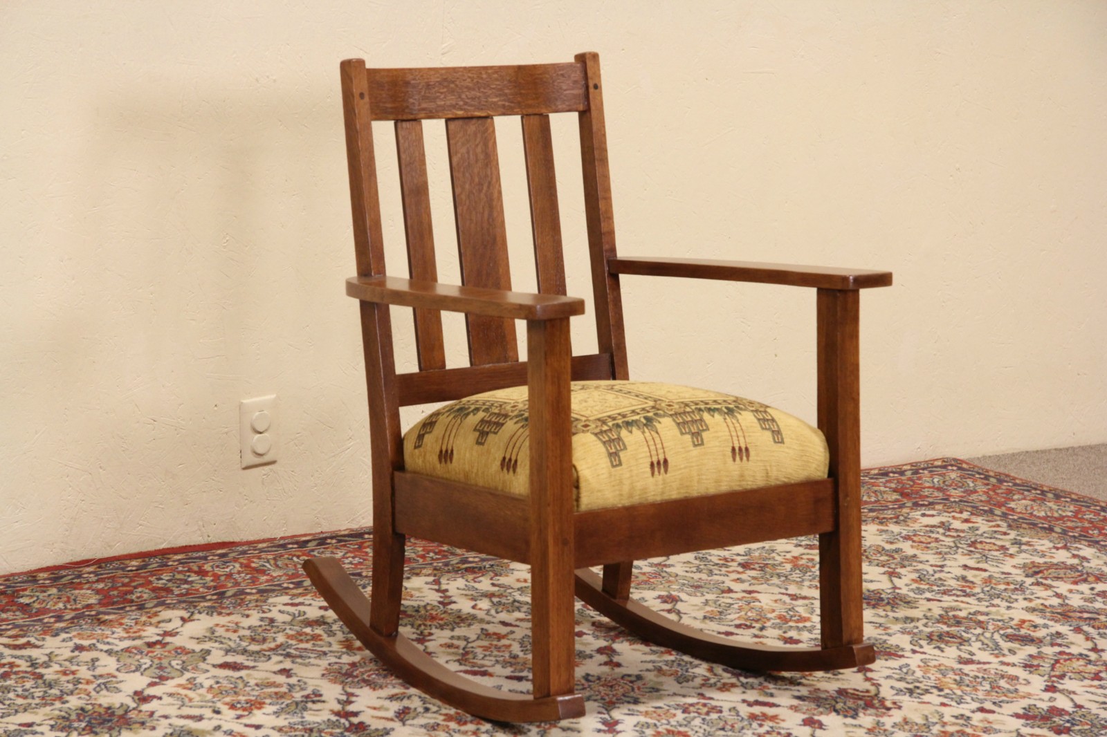 Arts & Crafts Mission Oak Rocker, 1905 Antique Craftsman Rocking Chair