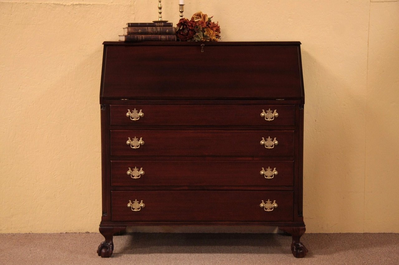 Mahogany Dropfront Secretary Desk, Claw & Ball Feet