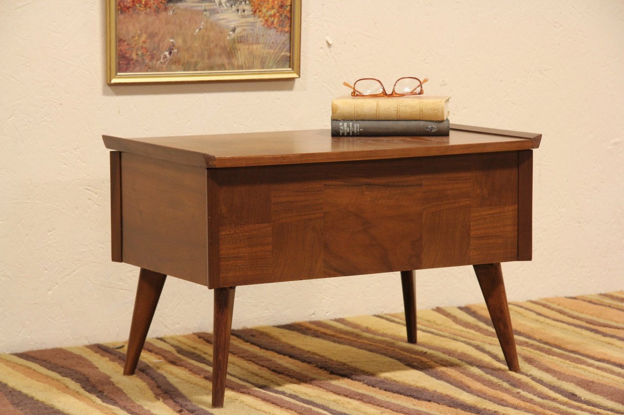 Midcentury Modern Vintage 1960's Bench and Sewing Stand