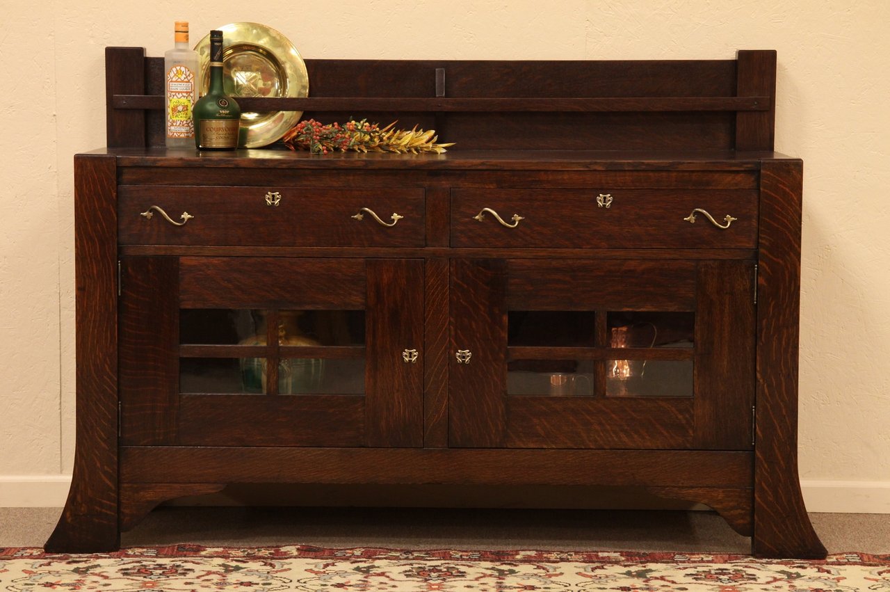 Arts & Crafts Mission Oak Sideboard, Signed King