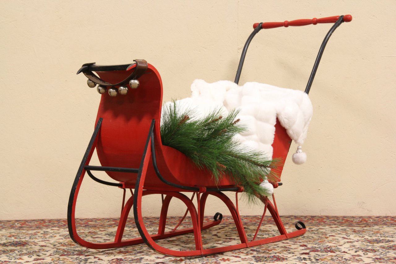 Victorian 1910 Antique Child Size Push Sleigh