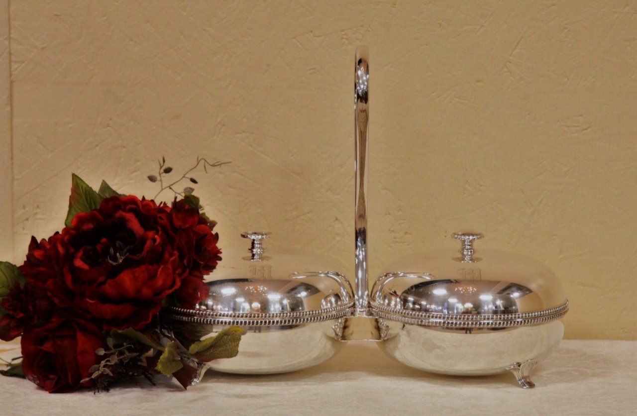 Silverplate Double Serving Dish