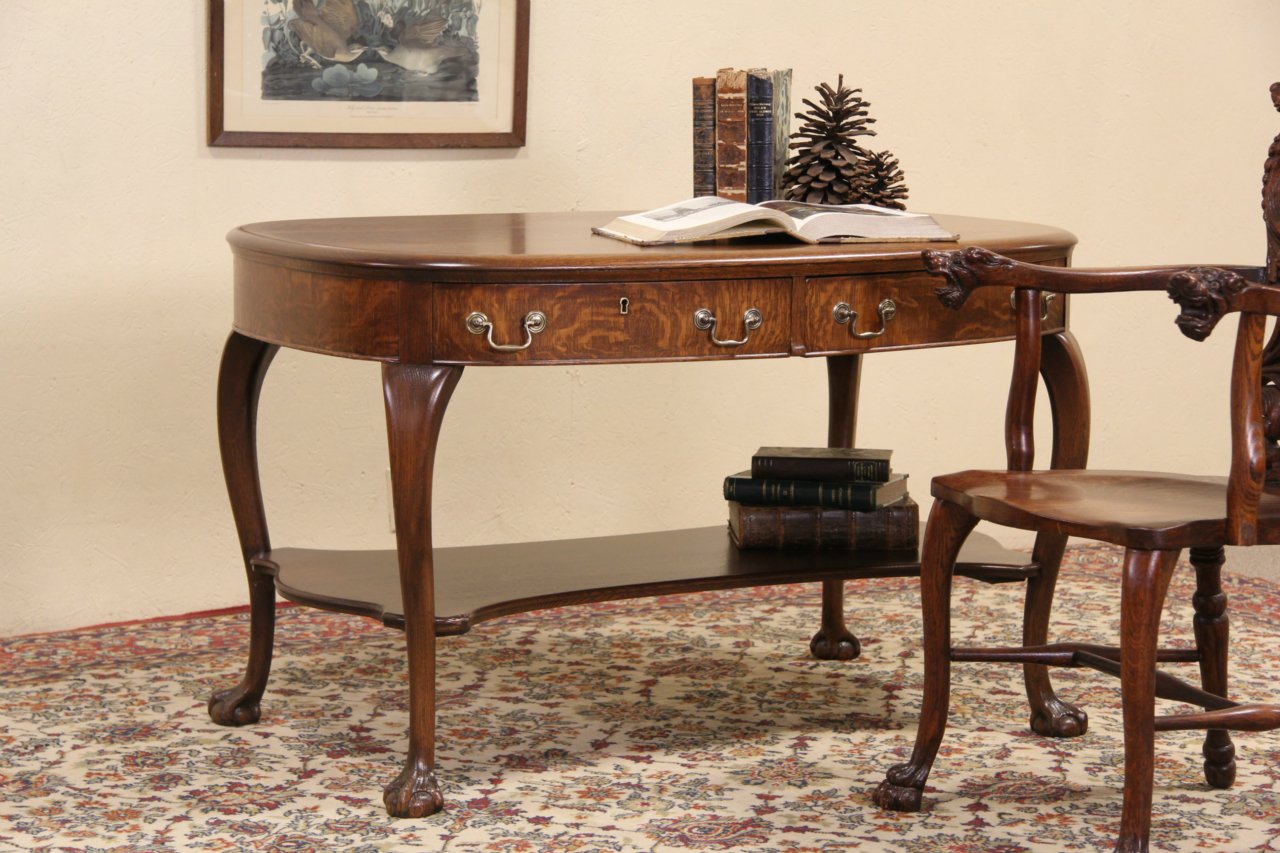 Antique Oval Library Table