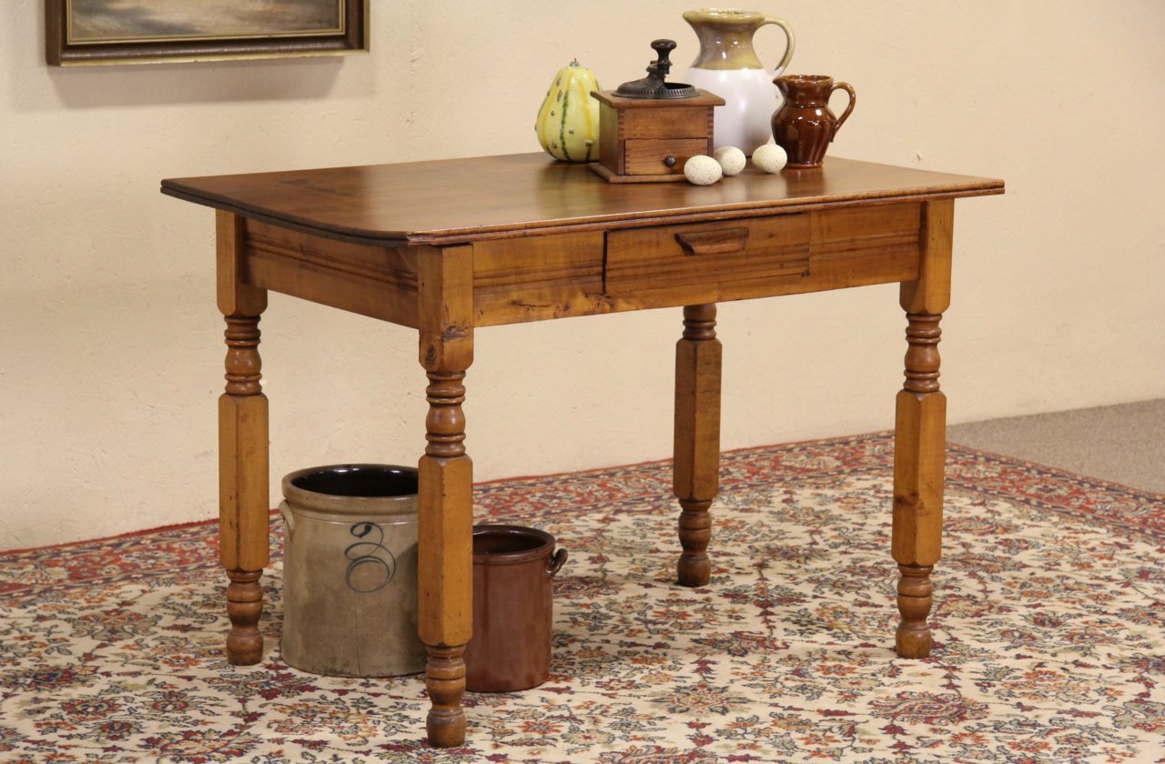 Maple 1890 Antique Kitchen Work Table or Writing Desk