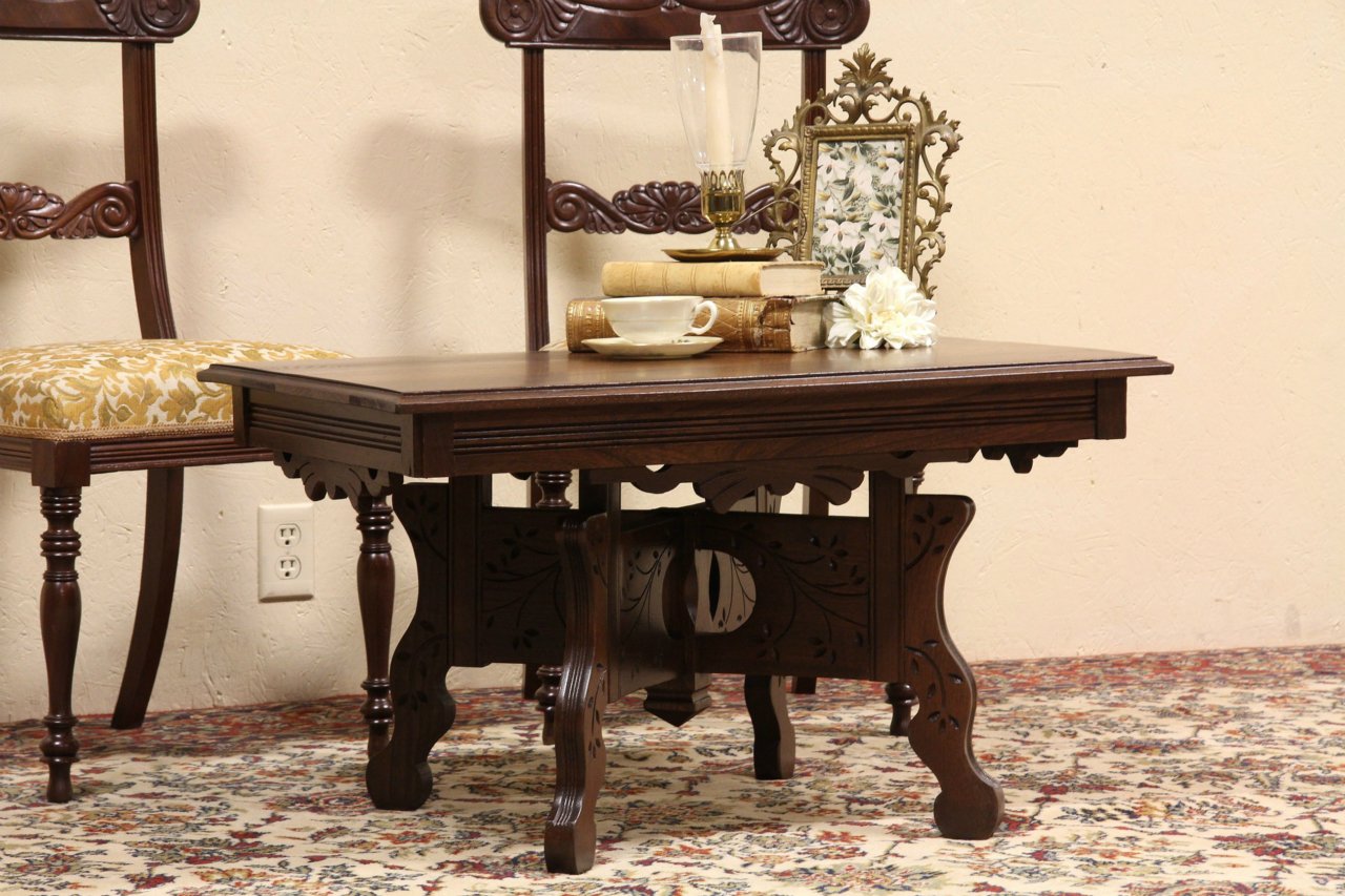 Eastlake Oak Spoon Carved Coffee Table