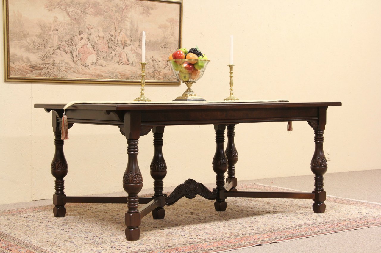 English Tudor Table with Two Leaves, Walnut