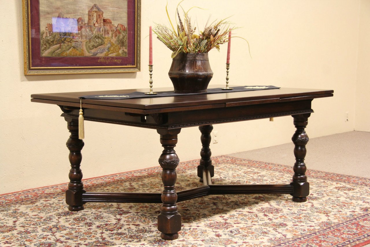 English Tudor 1925 Library Writing Desk or Dining Table