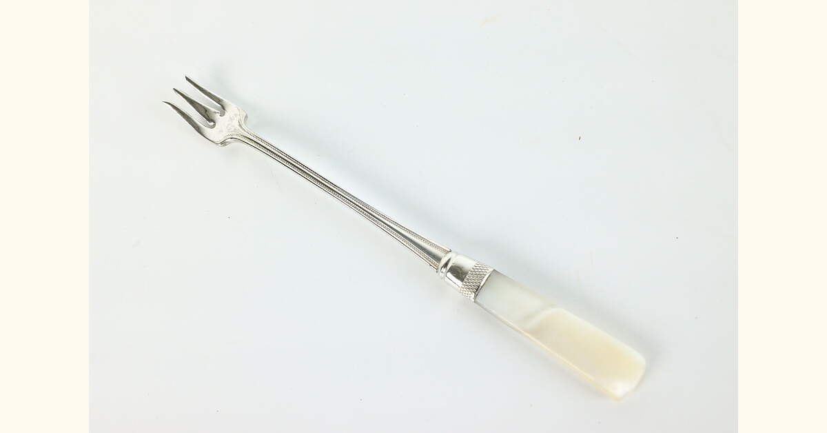 Victorian Antique Sterling Silver Pickle or Relish Fork Pearl Handle
