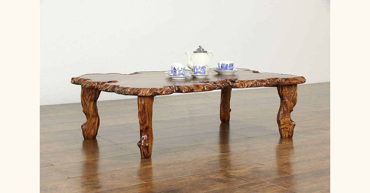 Free Form Vintage Mahogany Coffee Table in the Manner of Nakashima