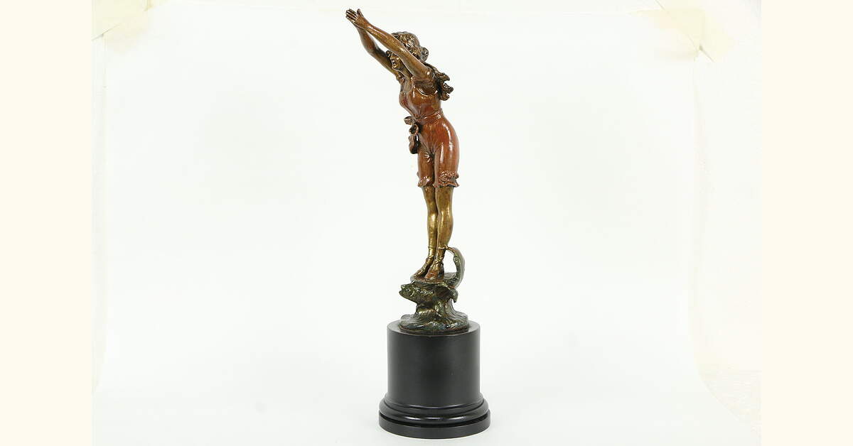 Statue of Young Woman Swimmer in 1900 Costume
